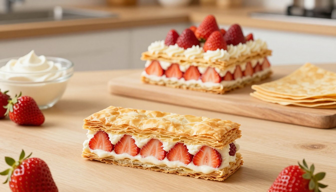 3 Layer Homemade Strawberry Mille Feuille: A Decadent Treat